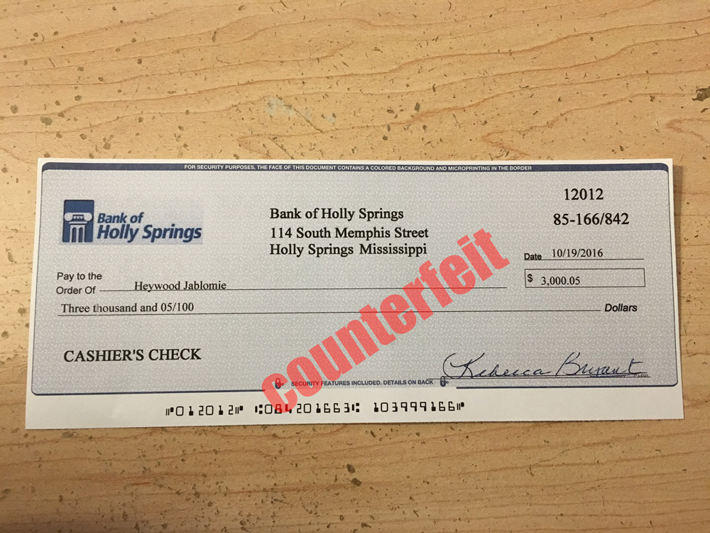 Fake Cashiers Check Template